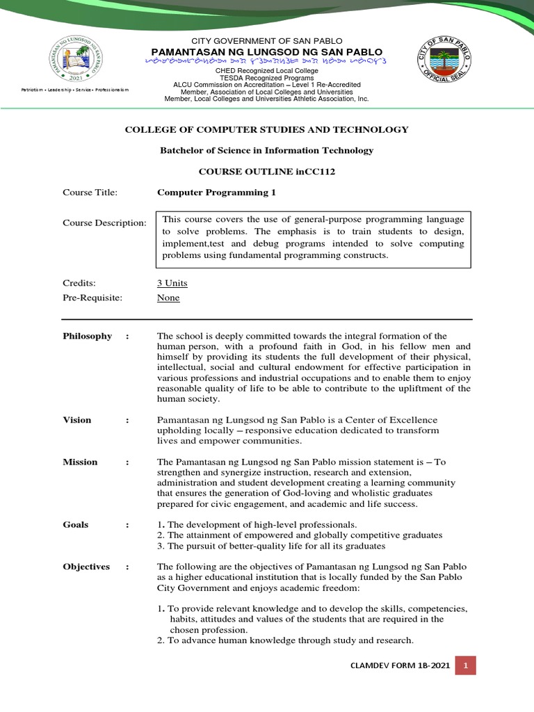 CC112 CO 2022-23 Urrete | PDF | Teachers | Control Flow