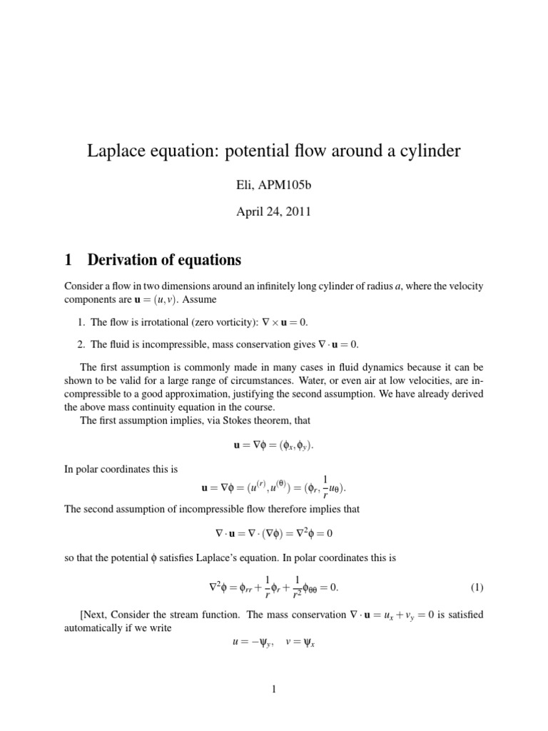 Notes Potential Flow Around Cylinder | PDF | Fluid Dynamics | Mechanics