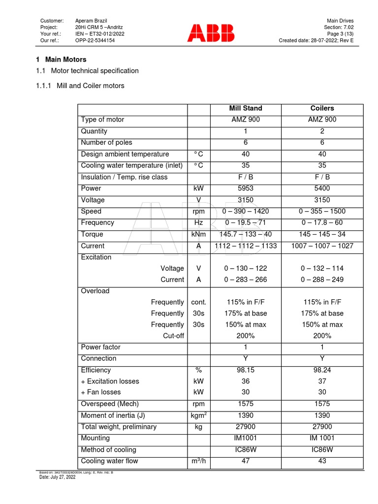 ABB Main Motors Andritz | PDF | Electric Motor | Electromagnetism