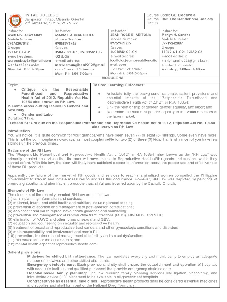 GE Elect 3 Module 13 14 Mangiboa | PDF | Lgbt | LGBTQIA+ Studies