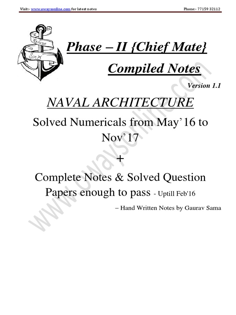 Naval Architecture Solved Numericals | PDF | Water Transport | Shipbuilding