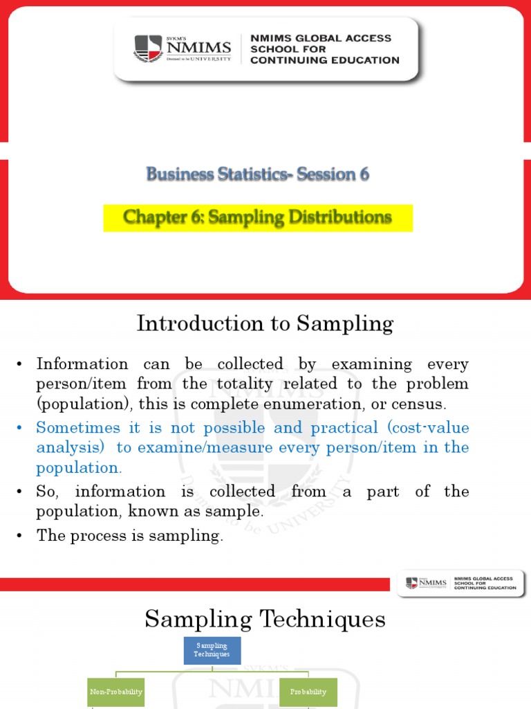Business Statistics - Chapter 6 | PDF | Sampling (Statistics) | Estimator Business Statistics - Chapter 6 | PDF | Sampling (Statistics) | Estimator