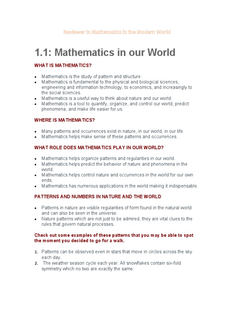 FINAL Reviewer - Mathematics in The Modern World | PDF | Set ...