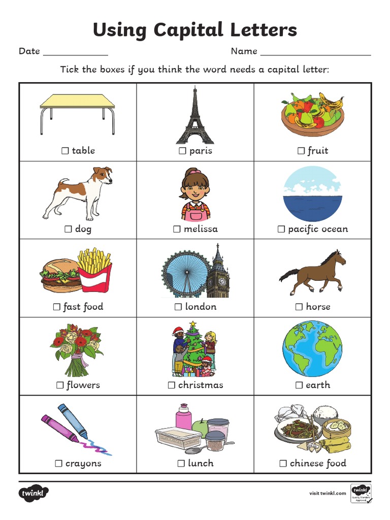 Capital Letters Worksheet | PDF