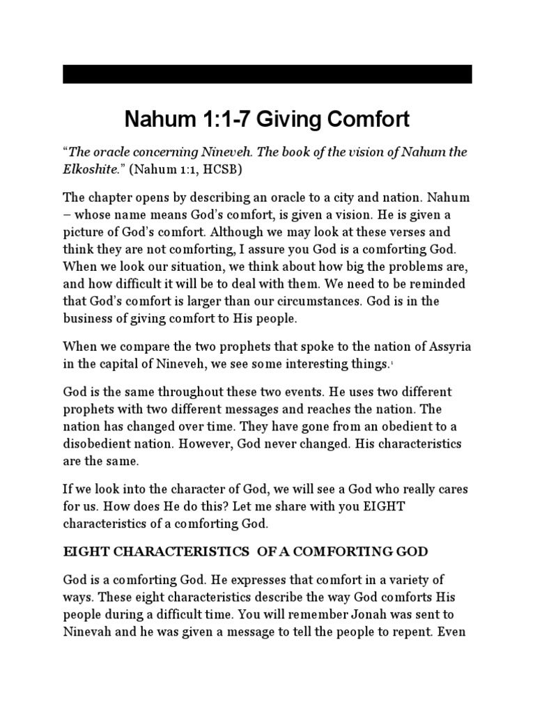 Nahum Giving Comfort | PDF | Religious Belief And Doctrine