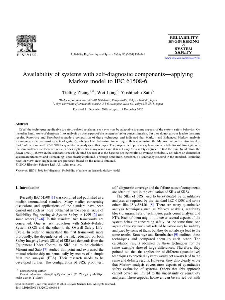Availability of Systems With Self-Diagnostic Components-Applying | PDF | Reliability Engineering ...