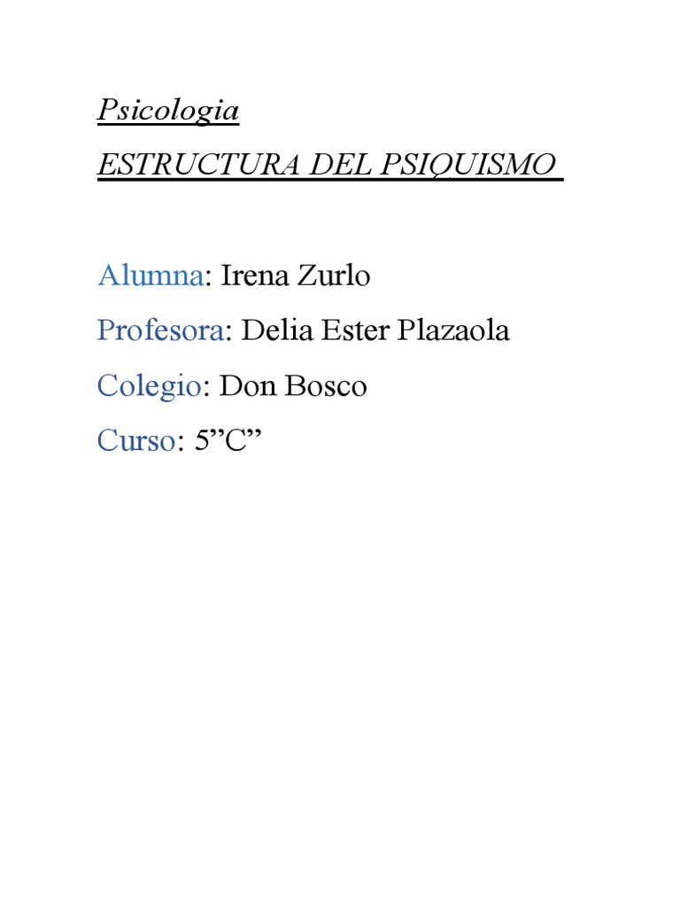 Estructura Del Psiquismo | PDF | Neurona | Mente