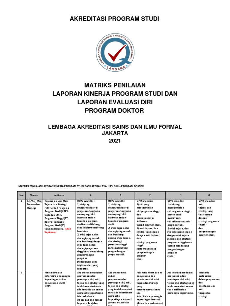 Matriks Penilaian Doktor LAMSAMA 10 Draft | PDF