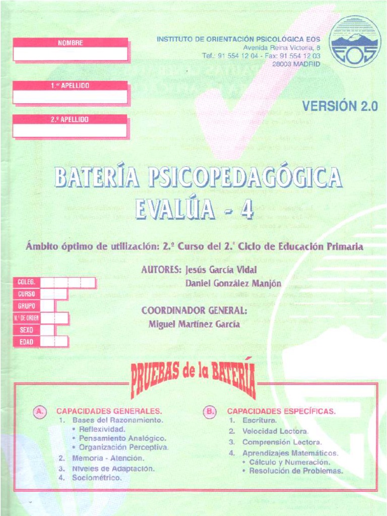 Cuadernillo Evalua 4 | PDF