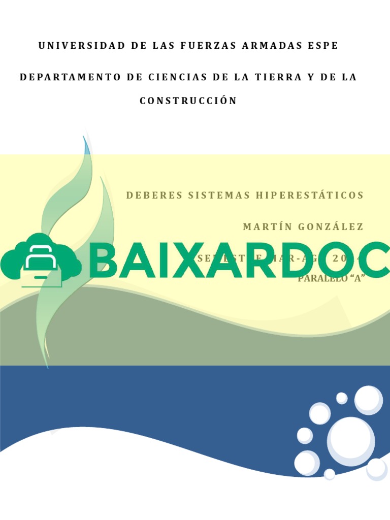 Deber 1 Ventajas y Desventajas de Las Estructuras Hiperestaticas | PDF ...