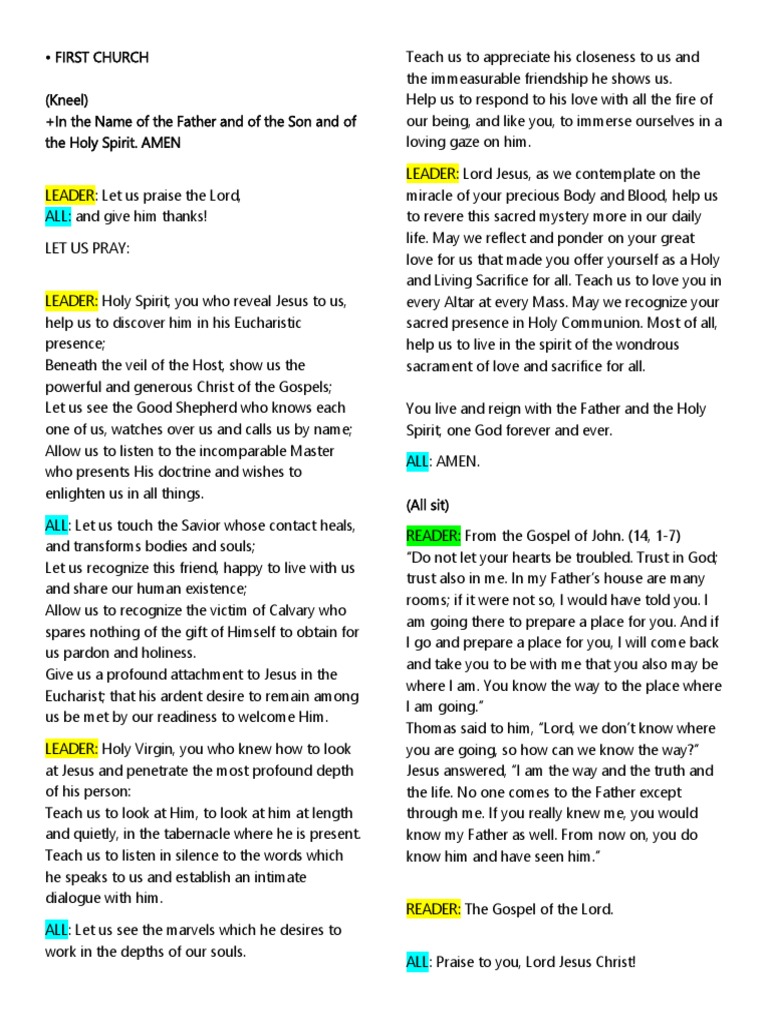 Prayer Guide For Visita Iglesia | PDF | Eucharist | Jesus