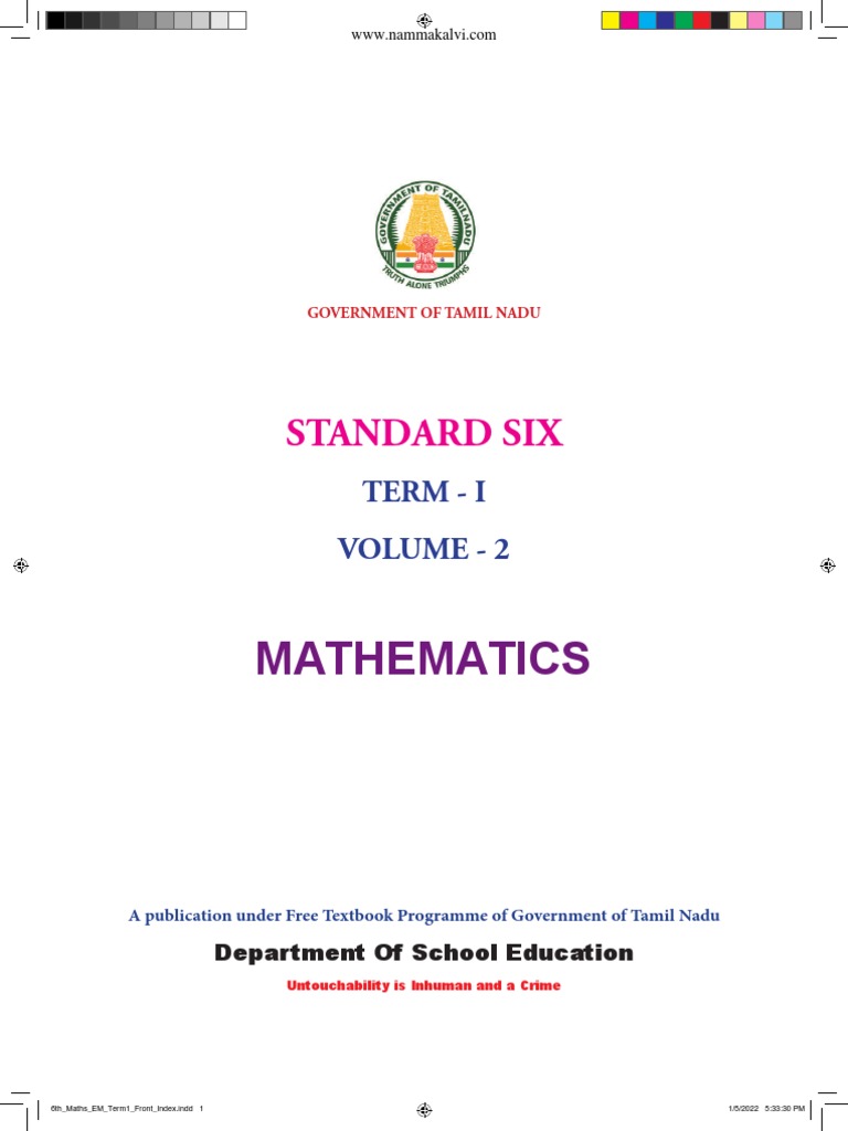 Namma Kalvi 6th Maths Textbook Term 1 English Medium | PDF | Mathematics