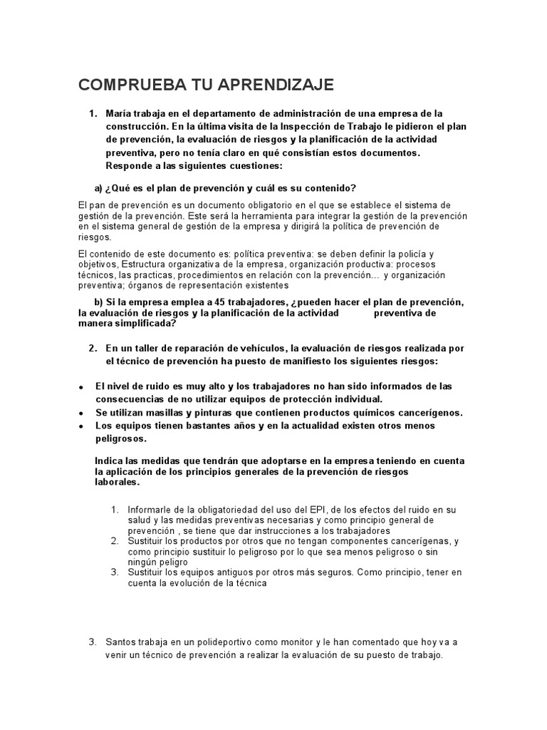 Comprueba Tu Aprendizaje FOL t2 | PDF | Business | Planificación