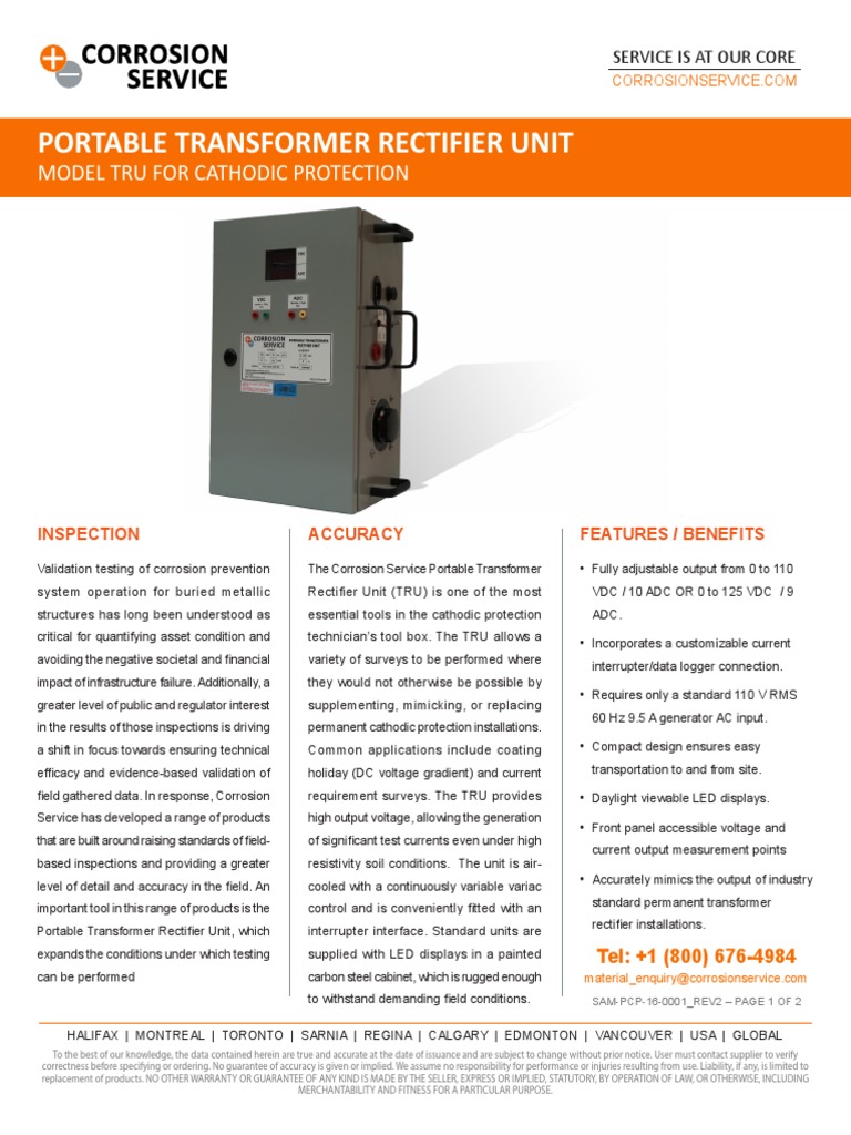 Portable TRU for Cathodic Protection | PDF | Rectifier | Transformer