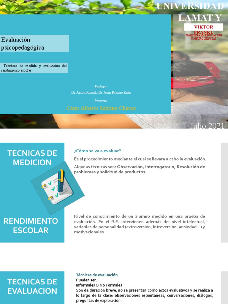 Técnicas de Medida y Evaluación Del Rendimiento Escolar | PDF | Evaluación | Conceptos psicologicos