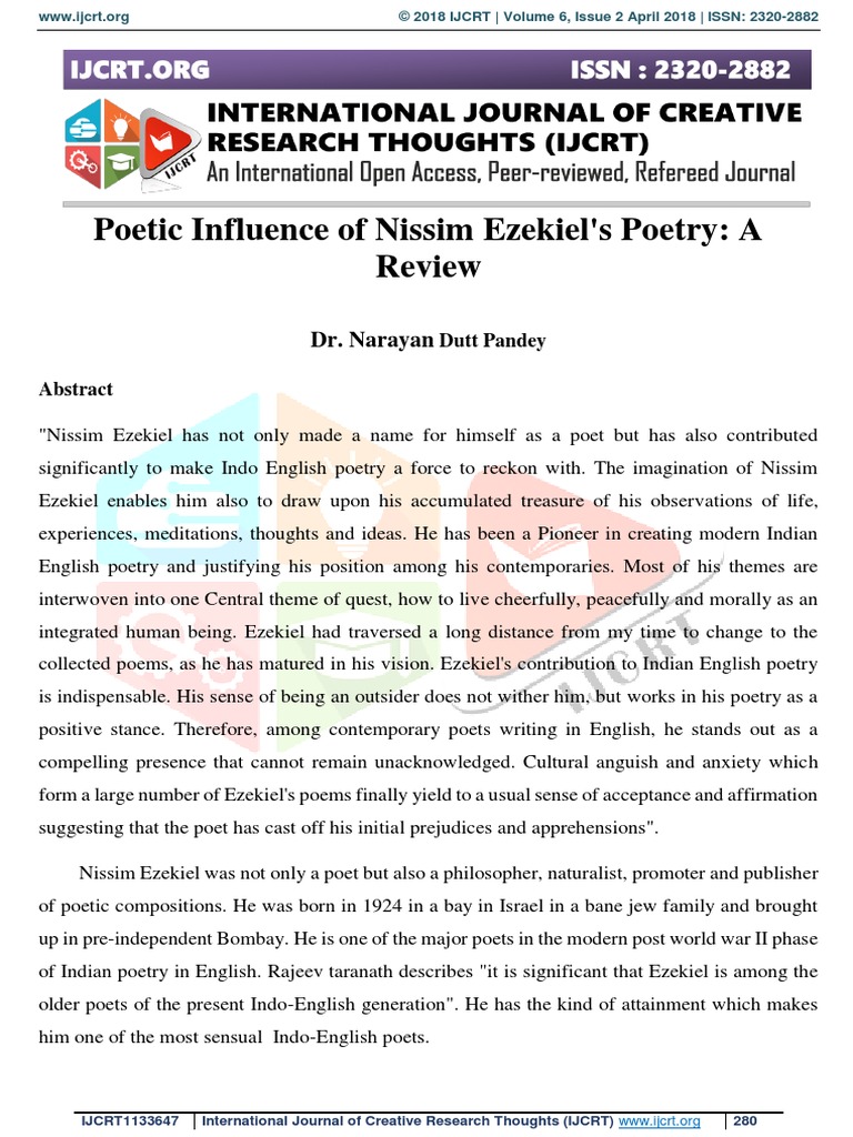 Ezekiel's Contribution To Poetry | PDF | Poetry | Mind