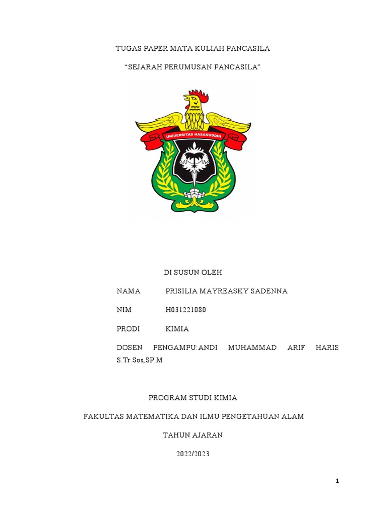 Tugas Paper Mata Kuliah Pancasila | PDF