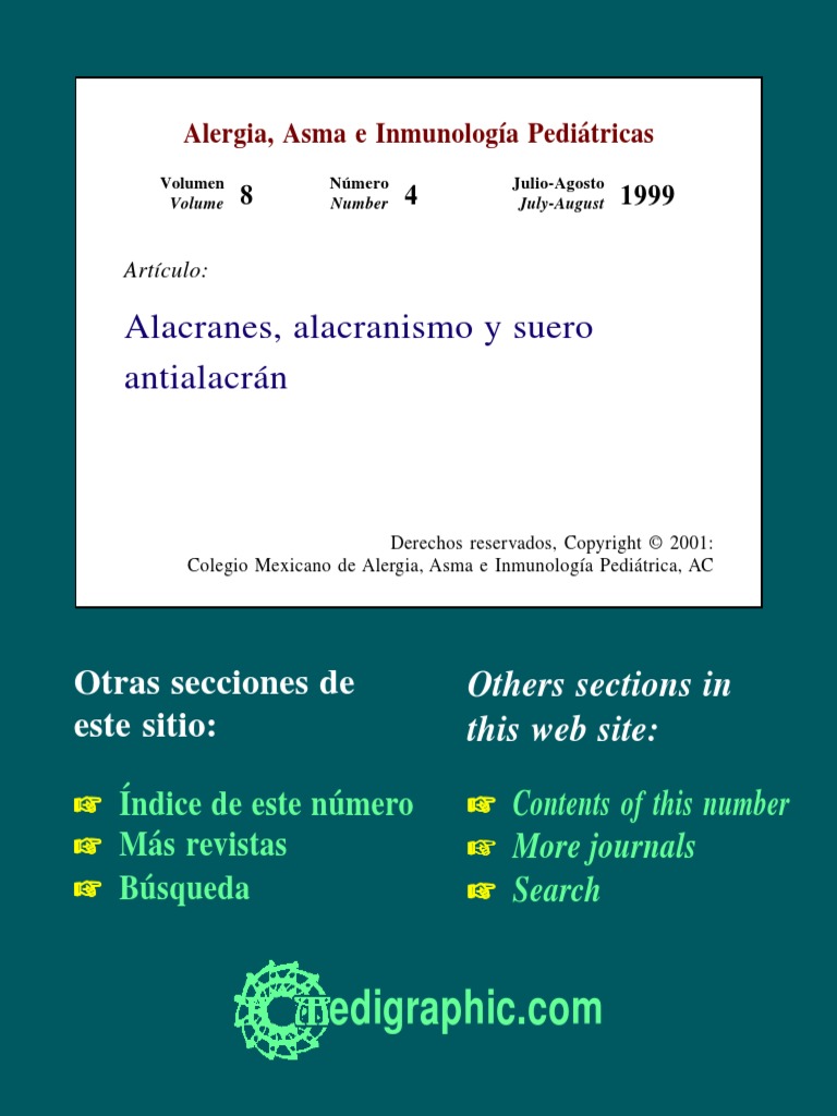 Alacranes, Alacranismo y Suero Antialacrán | PDF | Alergia | Medicina ...