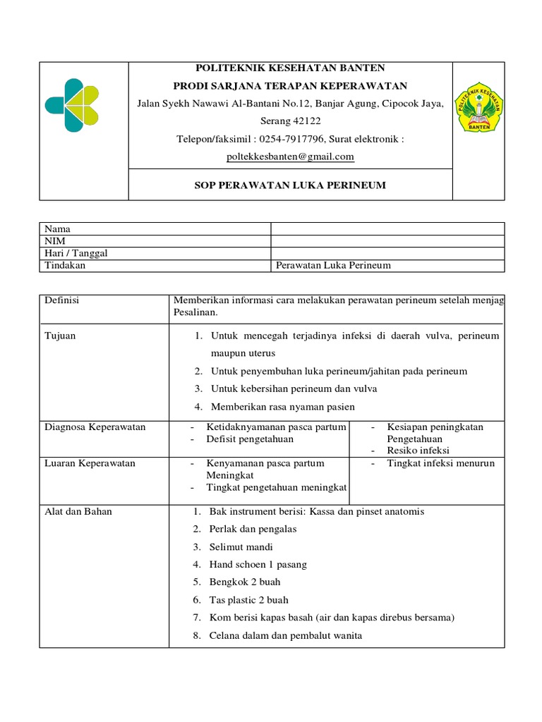 SOP Perawatan Luka Perineum | PDF | Sains & Matematika