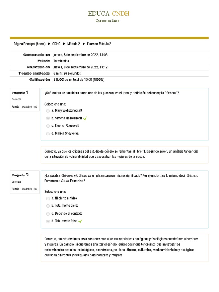 Examen Módulo 2 DERECHOS Y GENERO | PDF | Feminismo | Estudios de género