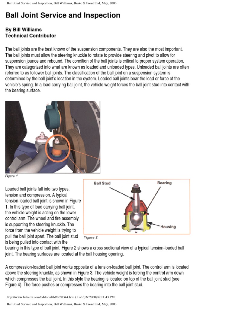 Ball Joint Types and Inspection Guide | PDF | Suspension (Vehicle ...