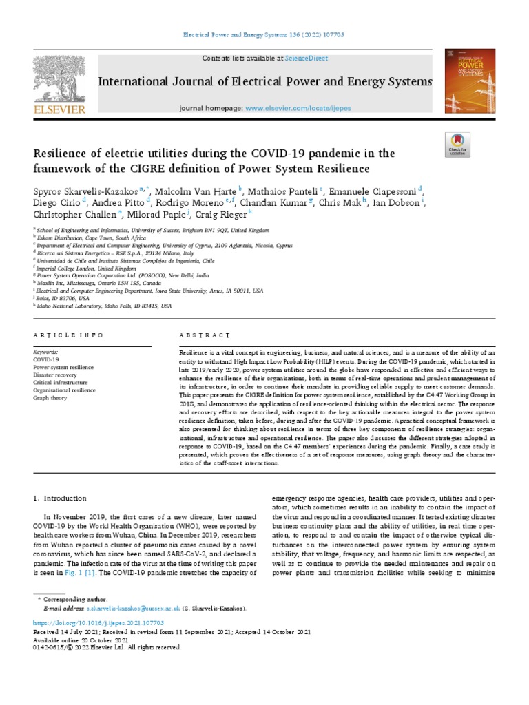 1 Resilience of Electric Utilities During The COVID-19 Pandemic in The ...