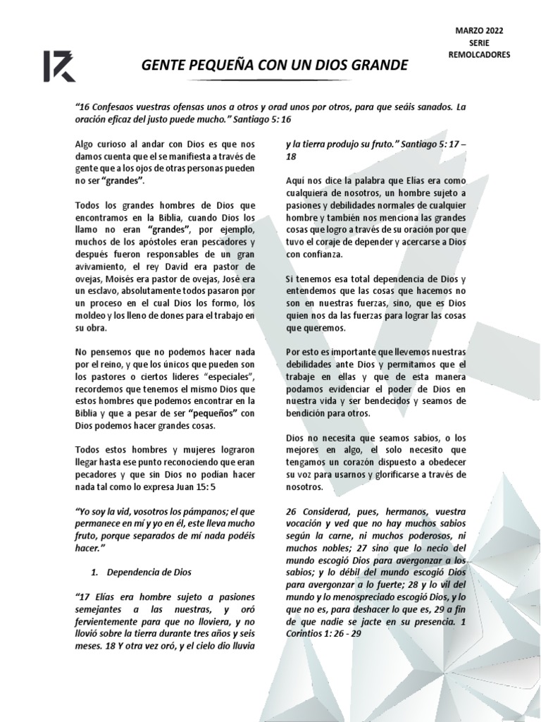 Semana 2 - Gente Pequeña Con Un Dios Grande | PDF | Dios | Oración