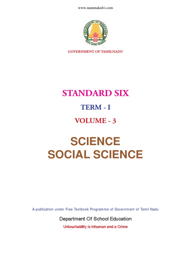 Namma Kalvi 6th Science and Social Science Textbook Term 1 English ...