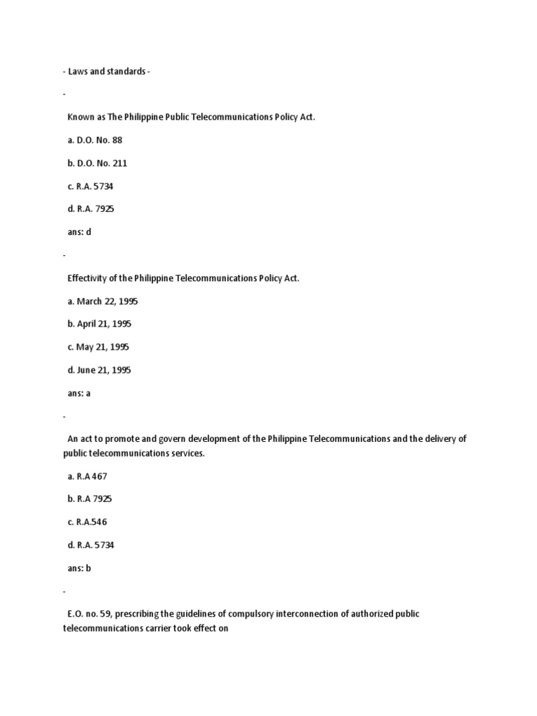 EST - Laws and Standards - Notes | PDF | Telephone Exchange | Radio