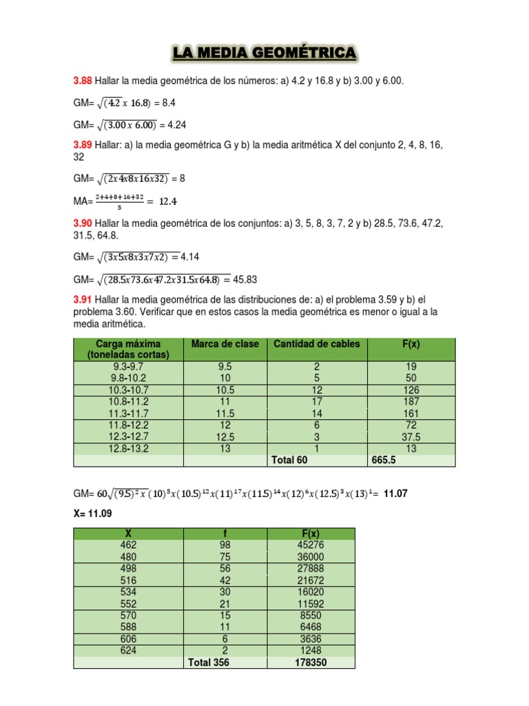 LA MEDIA GEOMÉTRICA - LA RAÍZ CUADRADA MEDIA O LA MEDIA CUADRÁTICA | PDF