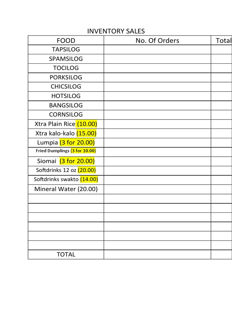 Inventory Sales | PDF