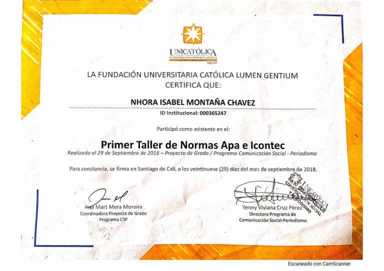 Certificado Normas Apa | PDF