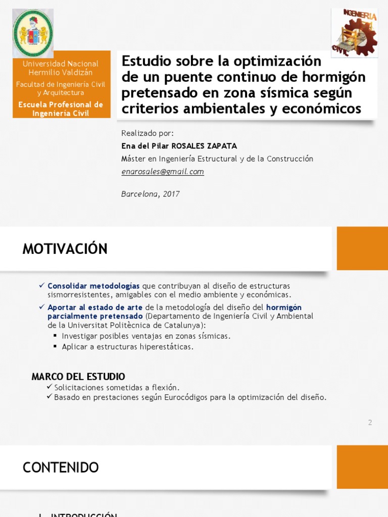 Defensa TFM - Ena Rosales Zapata | PDF | Hormigón pretensado | Hormigón