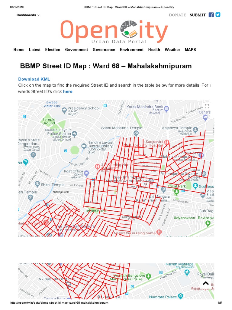 BBMP Street ID Map - Ward 68 - Mahalakshmipuram - OpenCity | Download ...