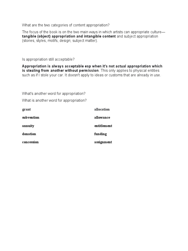 What Are The Two Categories of Content Appropriation | PDF