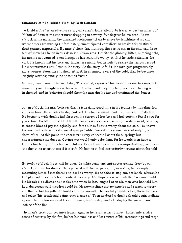 Summary of "To Build A Fire" by Jack London | PDF