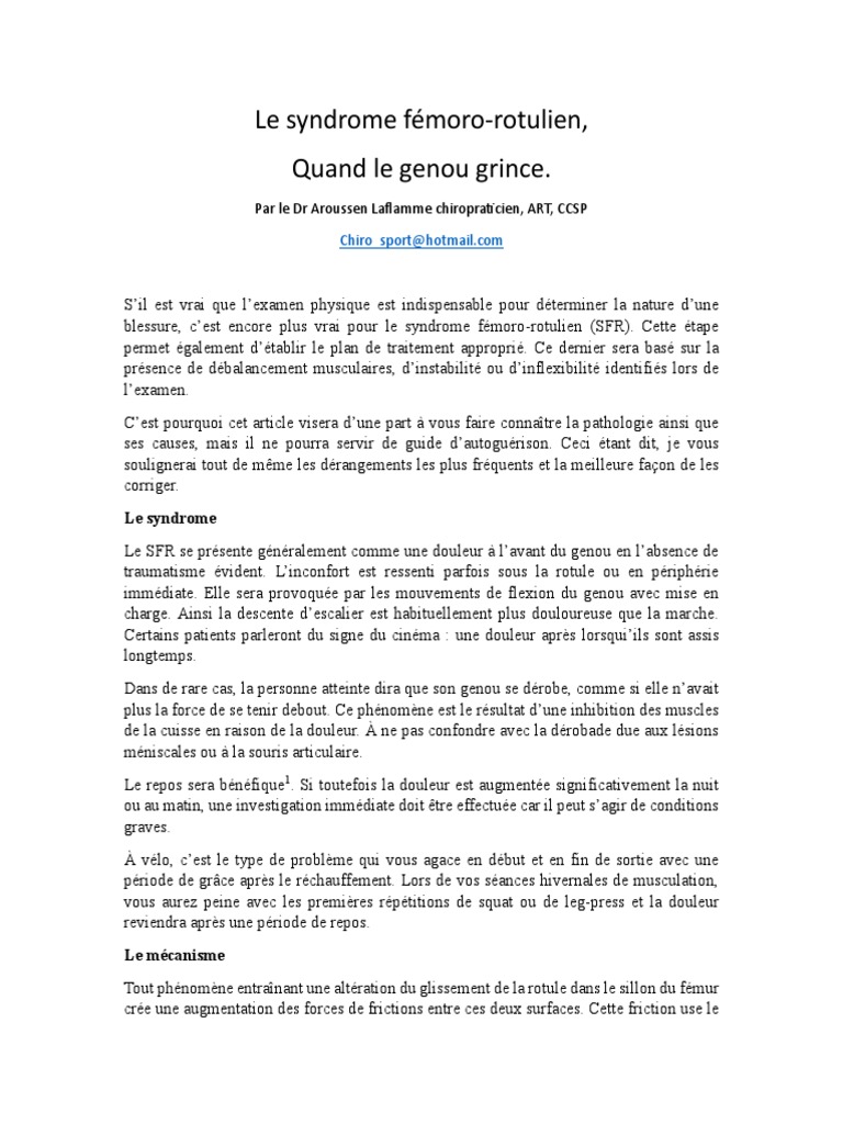 Syndrome rotulien : causes et solutions | PDF | Douleur | Genou