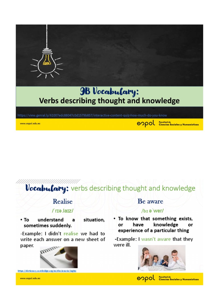 Vocab - Verbs Expressing Thought and Knowledge | PDF | Knowledge ...