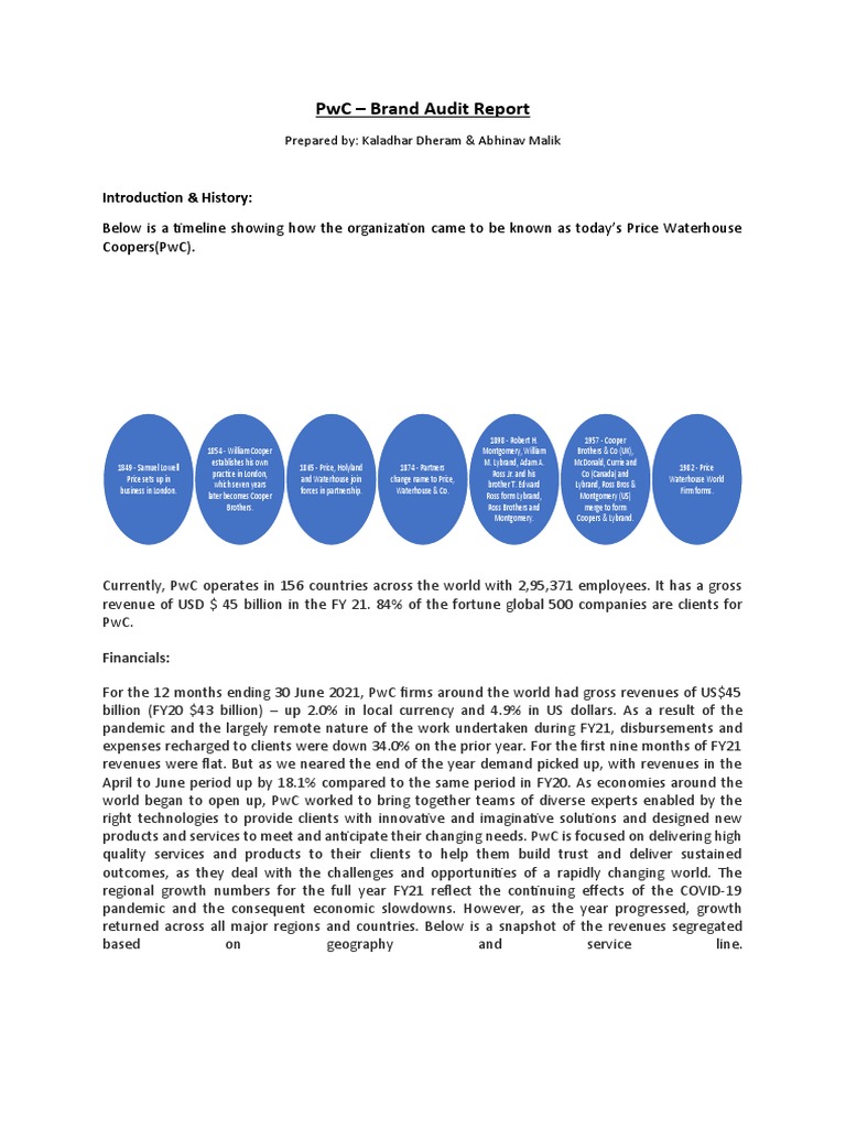 PWC Group Report | PDF | Pricewaterhouse Coopers | Mergers And Acquisitions