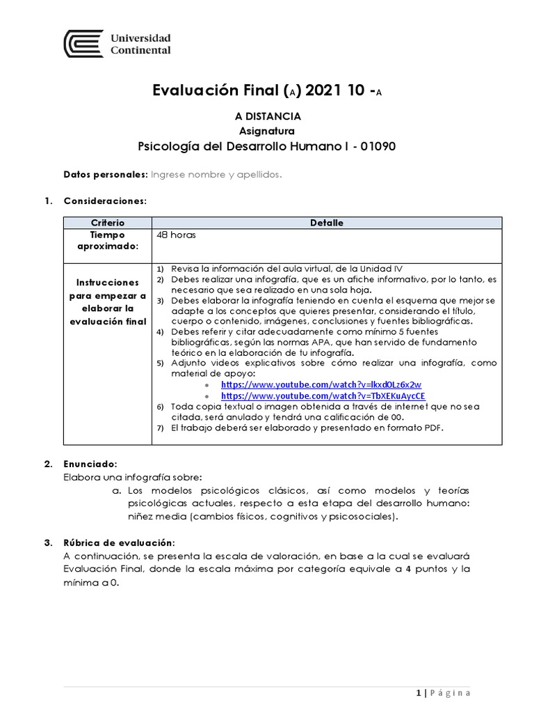 Psicología Del Desarrollo Humano 1 - Ef | PDF | Sicología | Evaluación