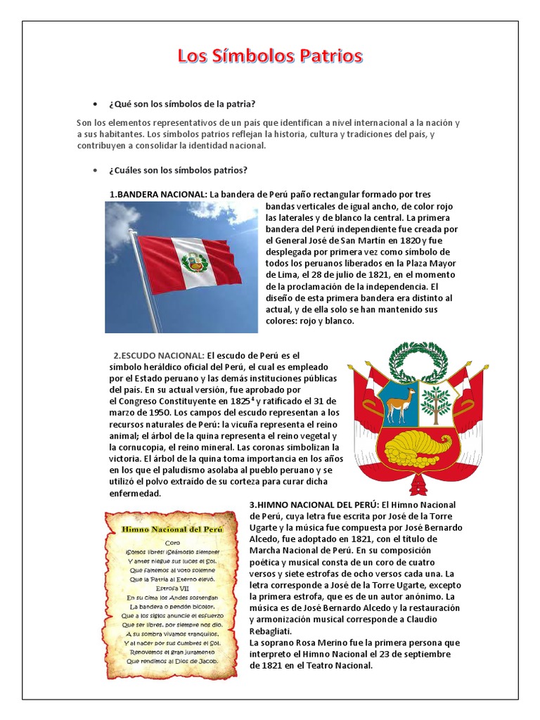 Símbolos Patrios del Perú: Historia y Significado | PDF | Símbolos ...