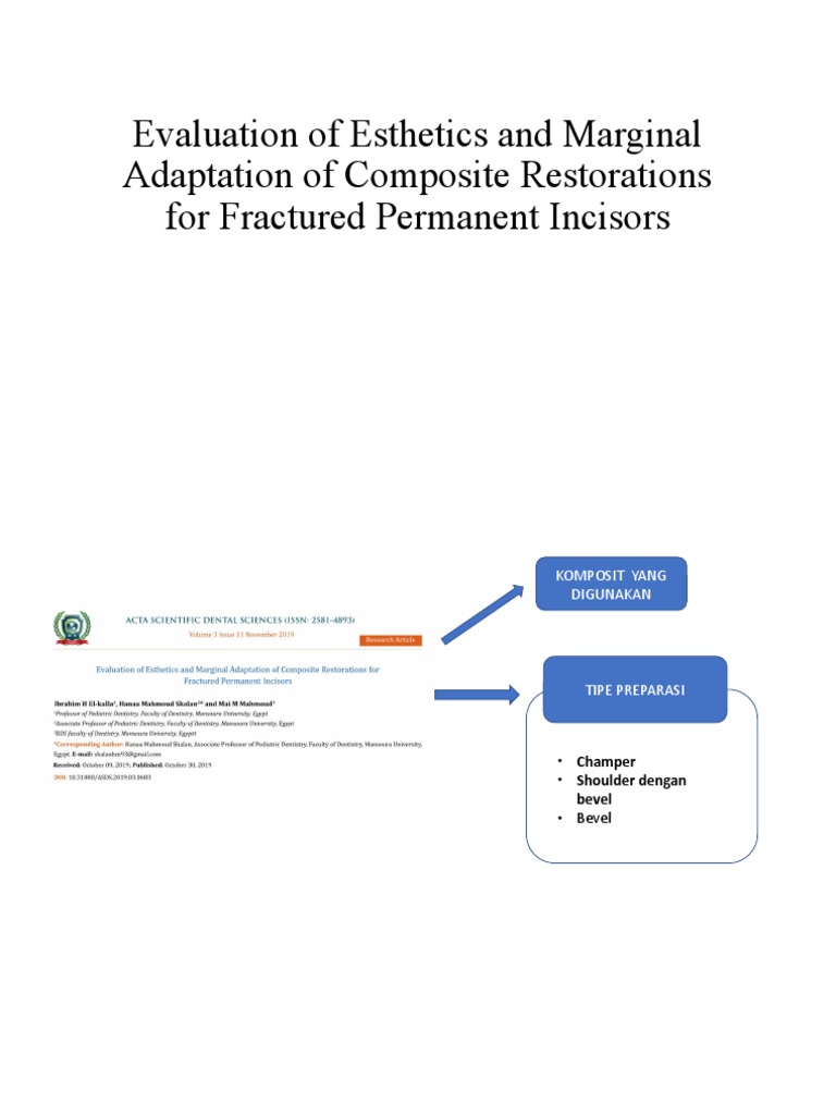 Evaluation of Esthetics and Marginal Adaptation of Composite | PDF