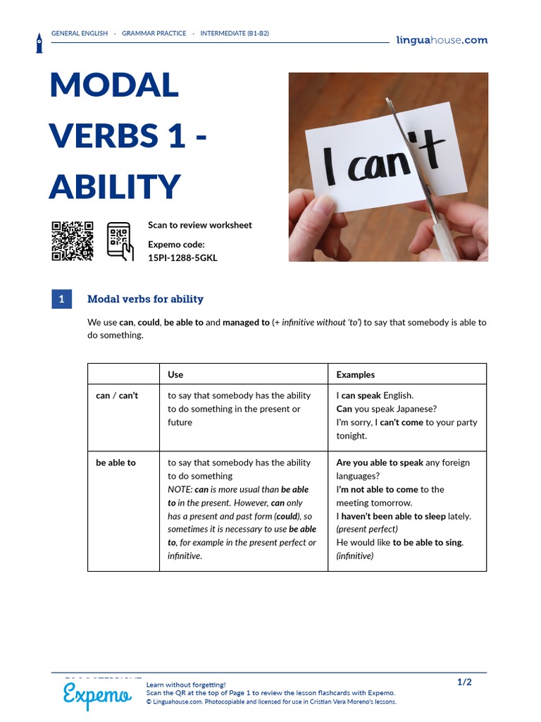 Modal Verbs 1 Ability British English Teacher Ver2 | PDF | Verb ...
