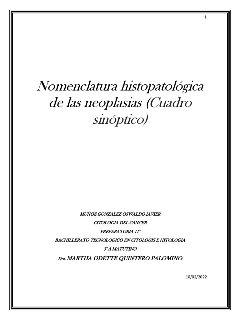 Nomenclatura tumores | PDF | Neoplasias | Cáncer