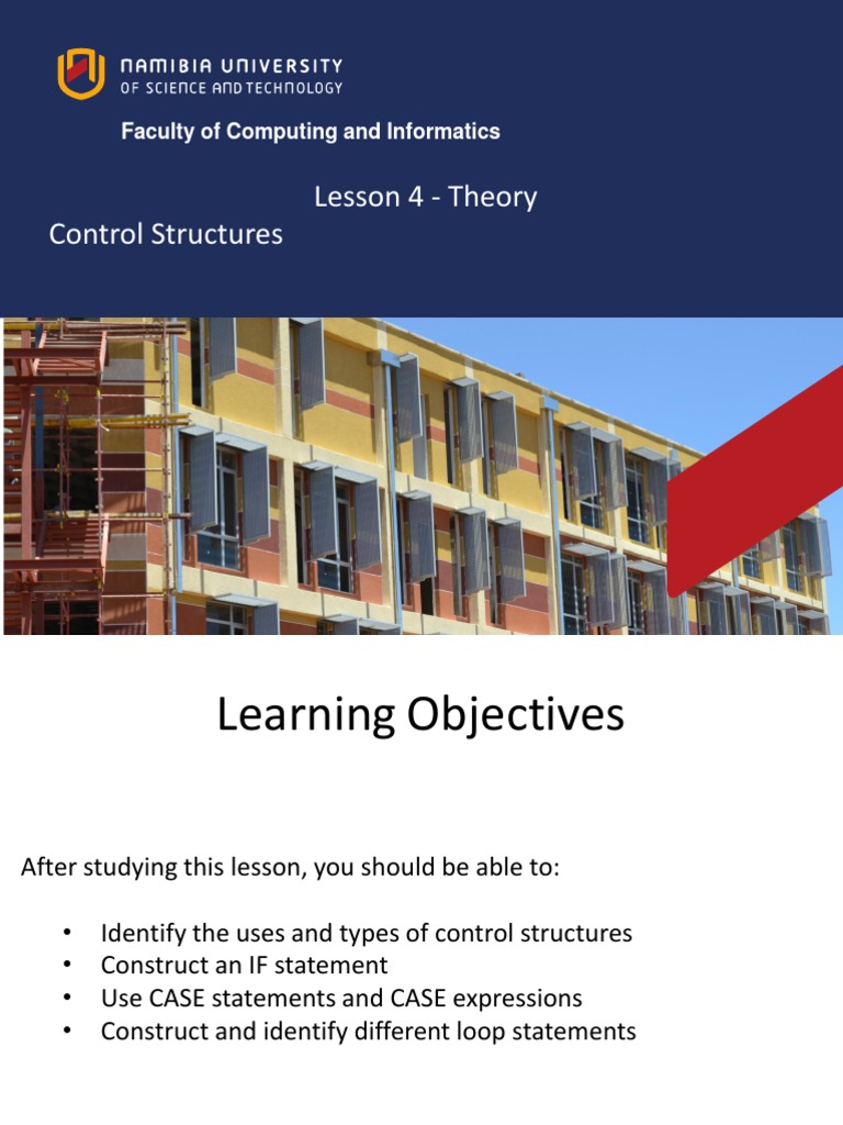 Lesson 4 - Control Structures - Theory | PDF Lesson 4 - Control Structures - Theory | PDF