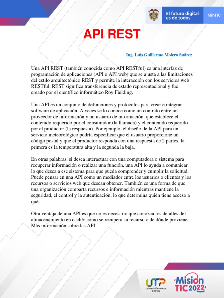 02 API Rest | PDF | Transferencia de estado representacional ...
