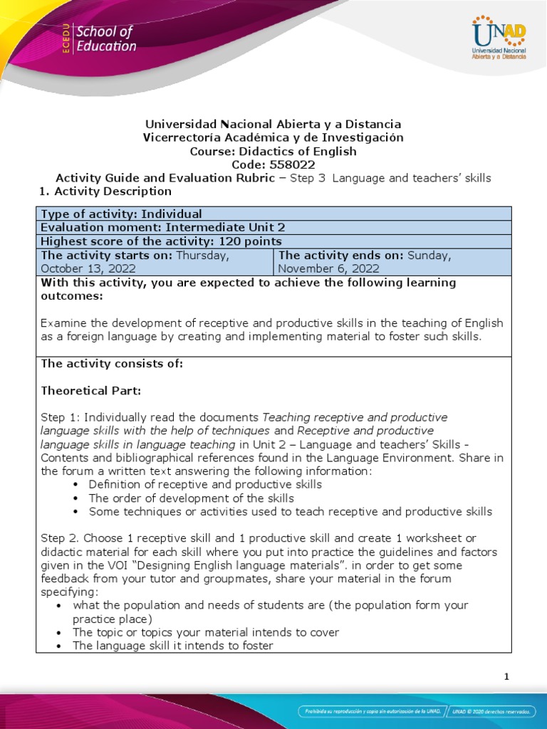 Activity Guide and Evaluation Rubric - Unit 2 - Phase 3 - Language and ...