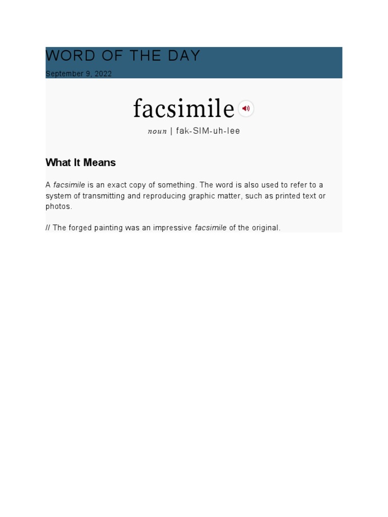 Facsimile: Word of The Day | PDF