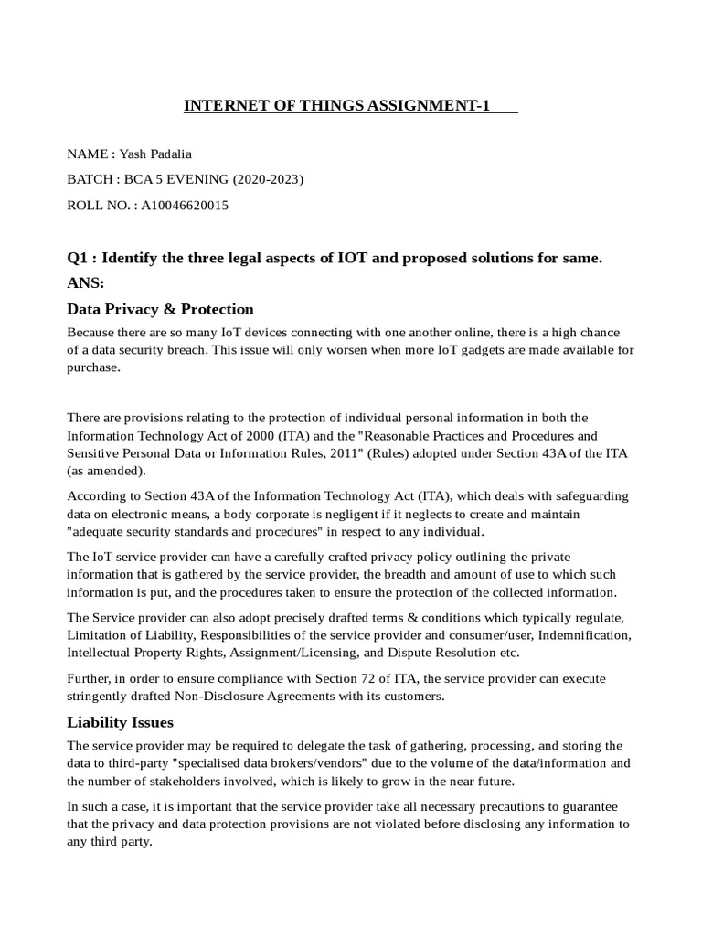 IOT Assignment Notes | PDF | Internet Of Things | Wi Fi