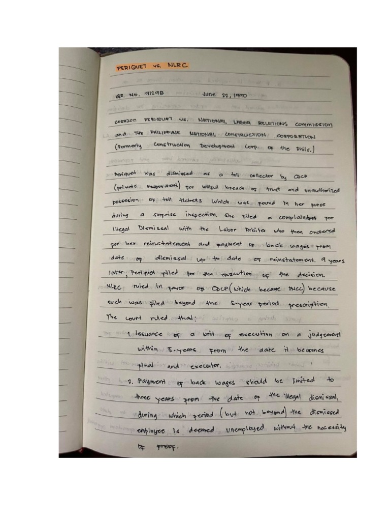 PERIQUET VS. NLRC Case Digest | PDF